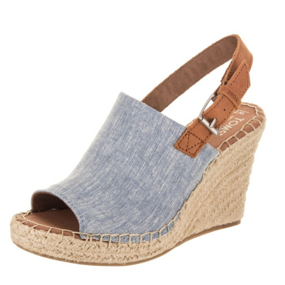 Toms | Shoes | Toms Platform Slingback Denim Sandals | Poshmark